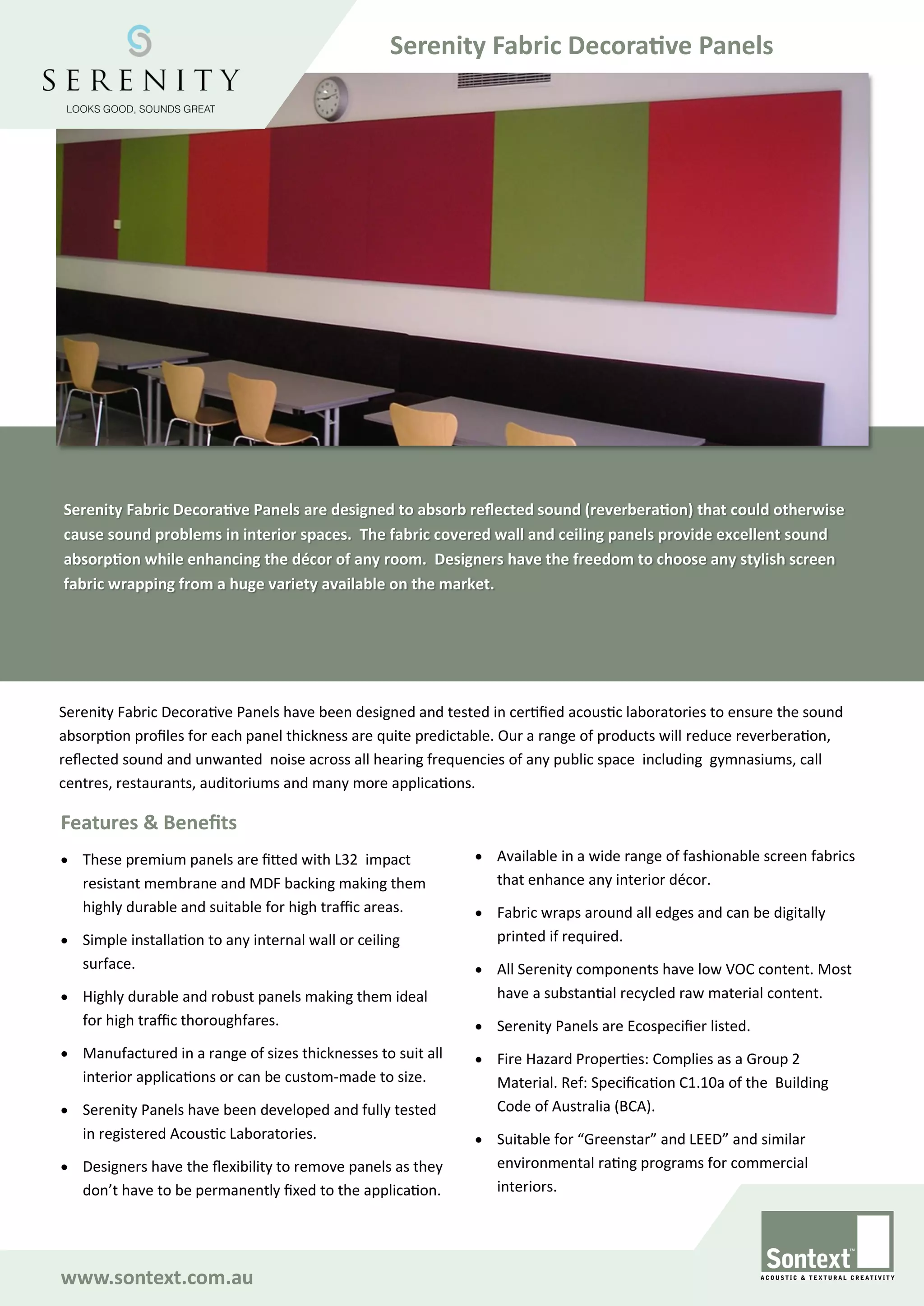 Serenity Fabric Acoustic Panels | PDF