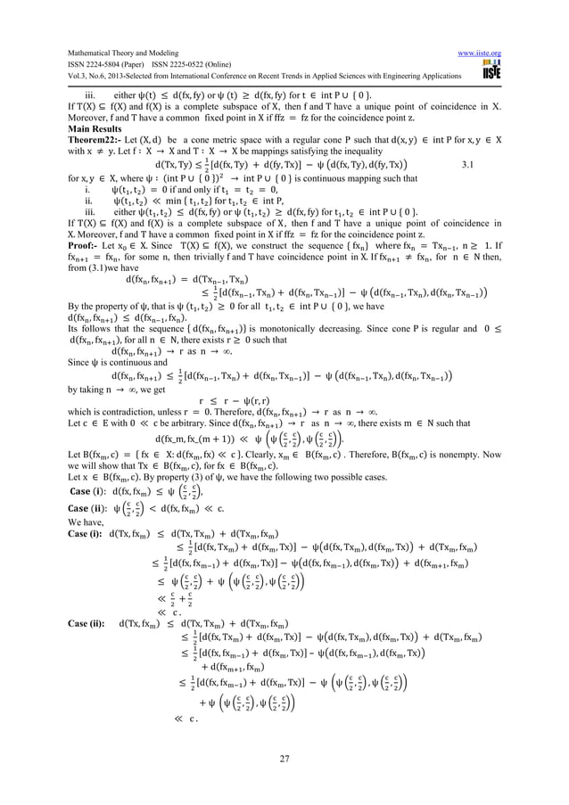 C F Weak Contraction In Cone Metric Spaces Pdf Physics Science
