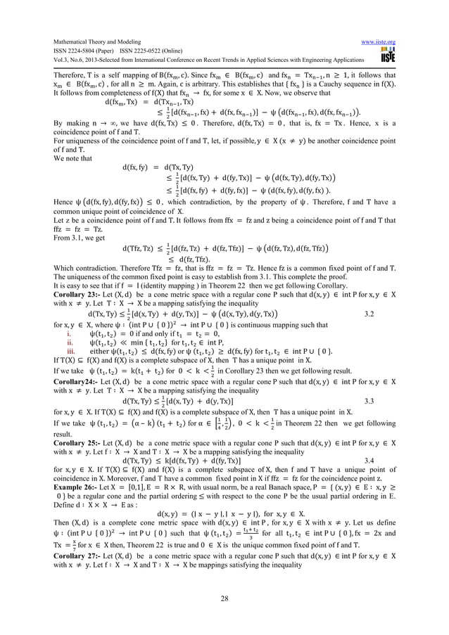 C F Weak Contraction In Cone Metric Spaces Pdf Physics Science
