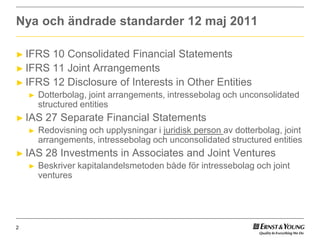 Nya standarder för koncernredovisning och redovisning av joint ventures ...