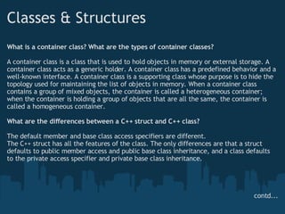 C++ Interview Questions | PPT | Programming Languages | Computing