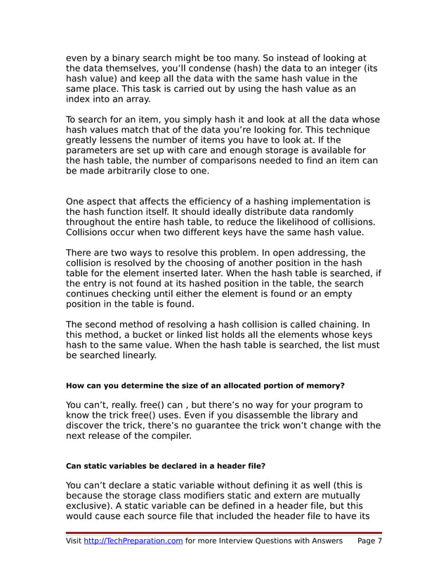 C interview-questions-techpreparation | PDF