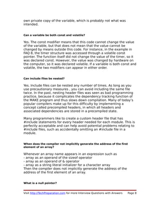 C interview-questions-techpreparation | PDF