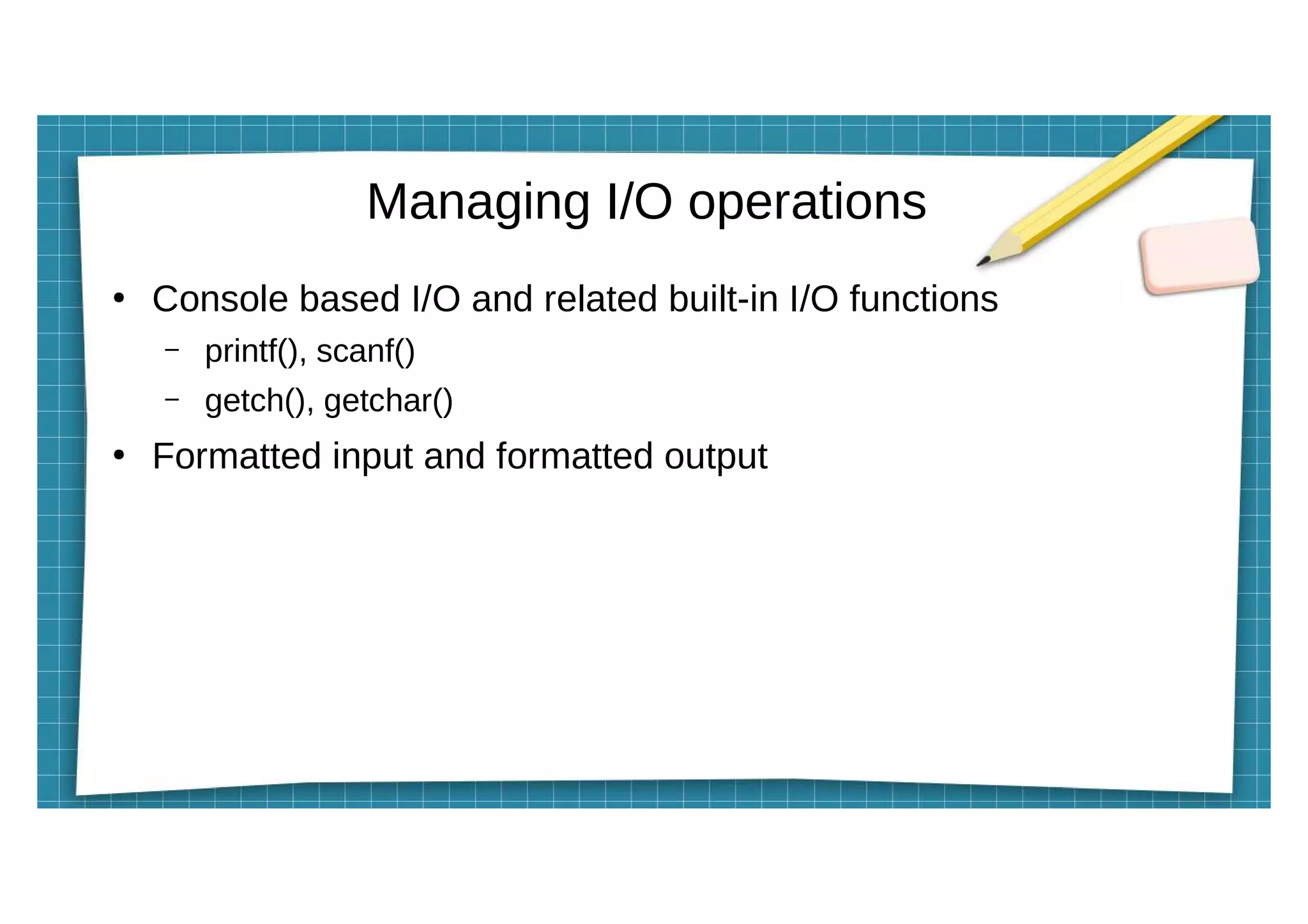 Managing I/O operations In C- Language | PDF