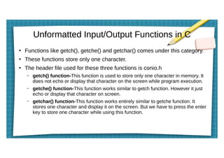 Managing I/O operations In C- Language | PDF