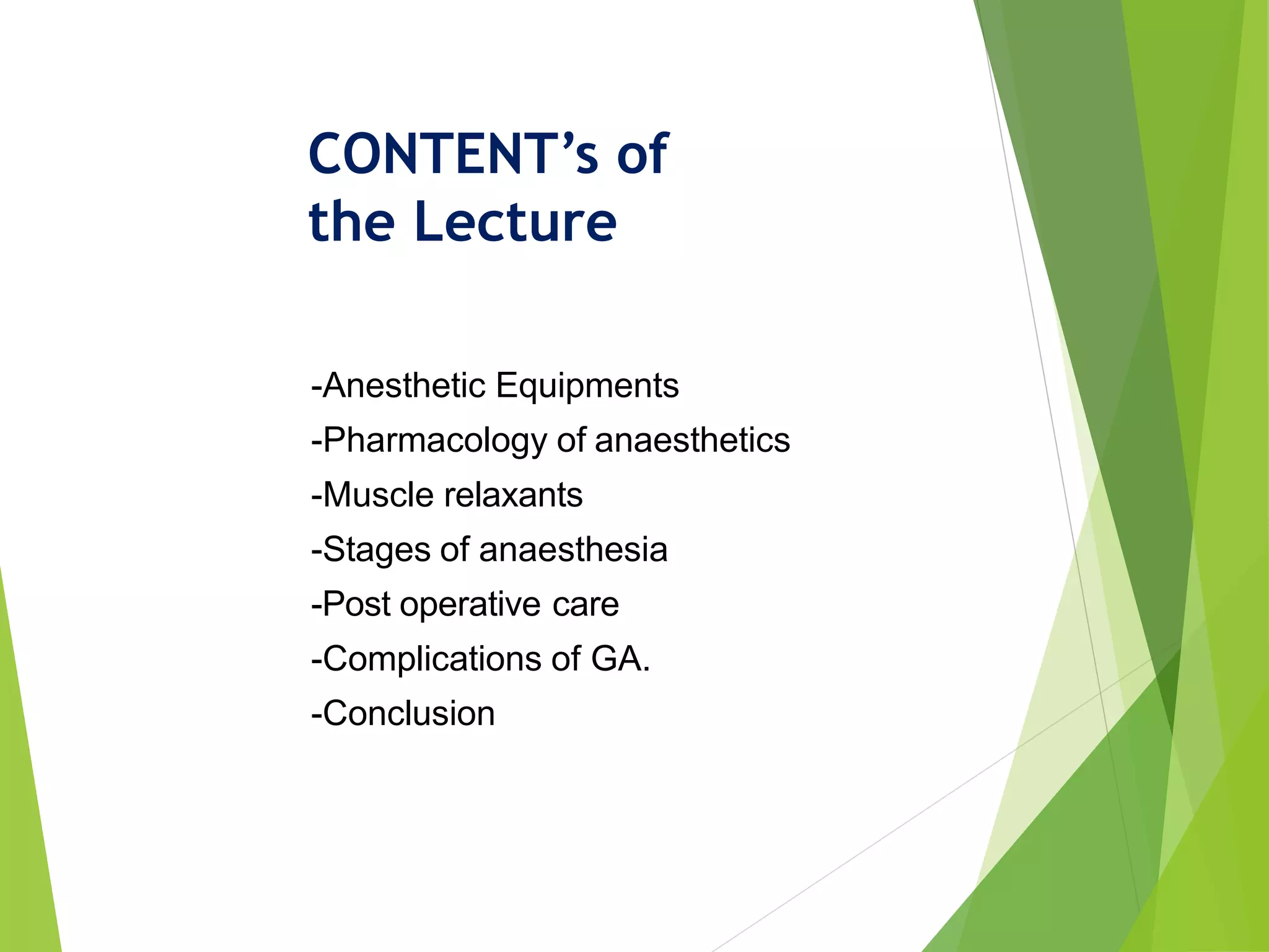 C lecture general anesthesia | PPTX