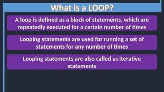 C Programming Looping Statements For BCA Students | PPT