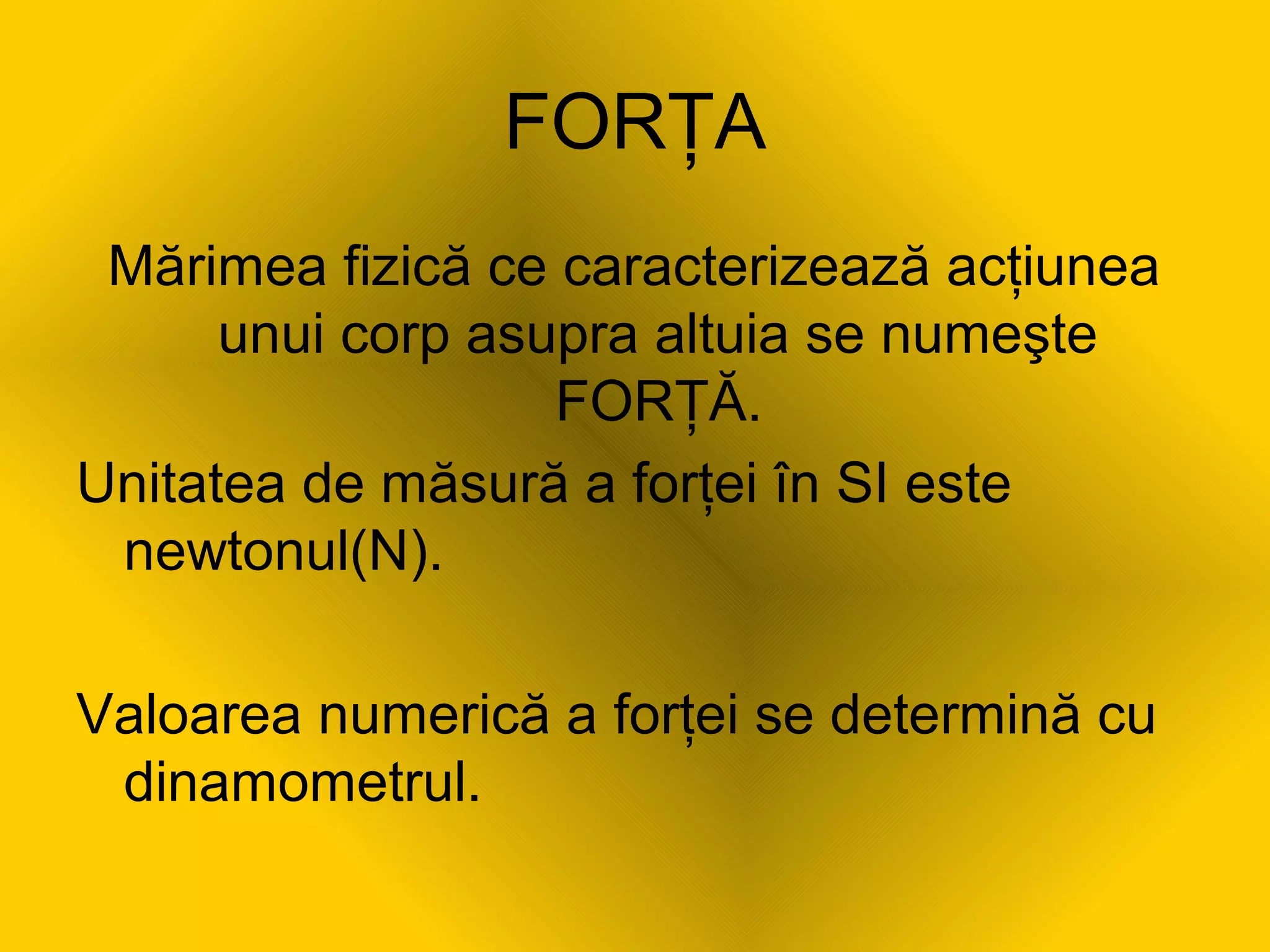 Rezumat la capitolul "Forta" - clasa a VII-a | PPT