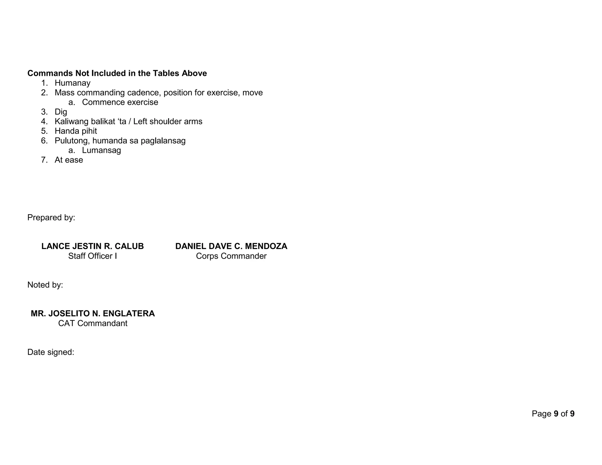 CAT: Master List of Commands | PDF