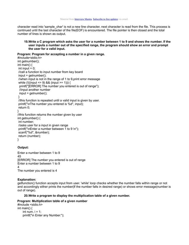Top C Language Interview Questions and Answer | PDF