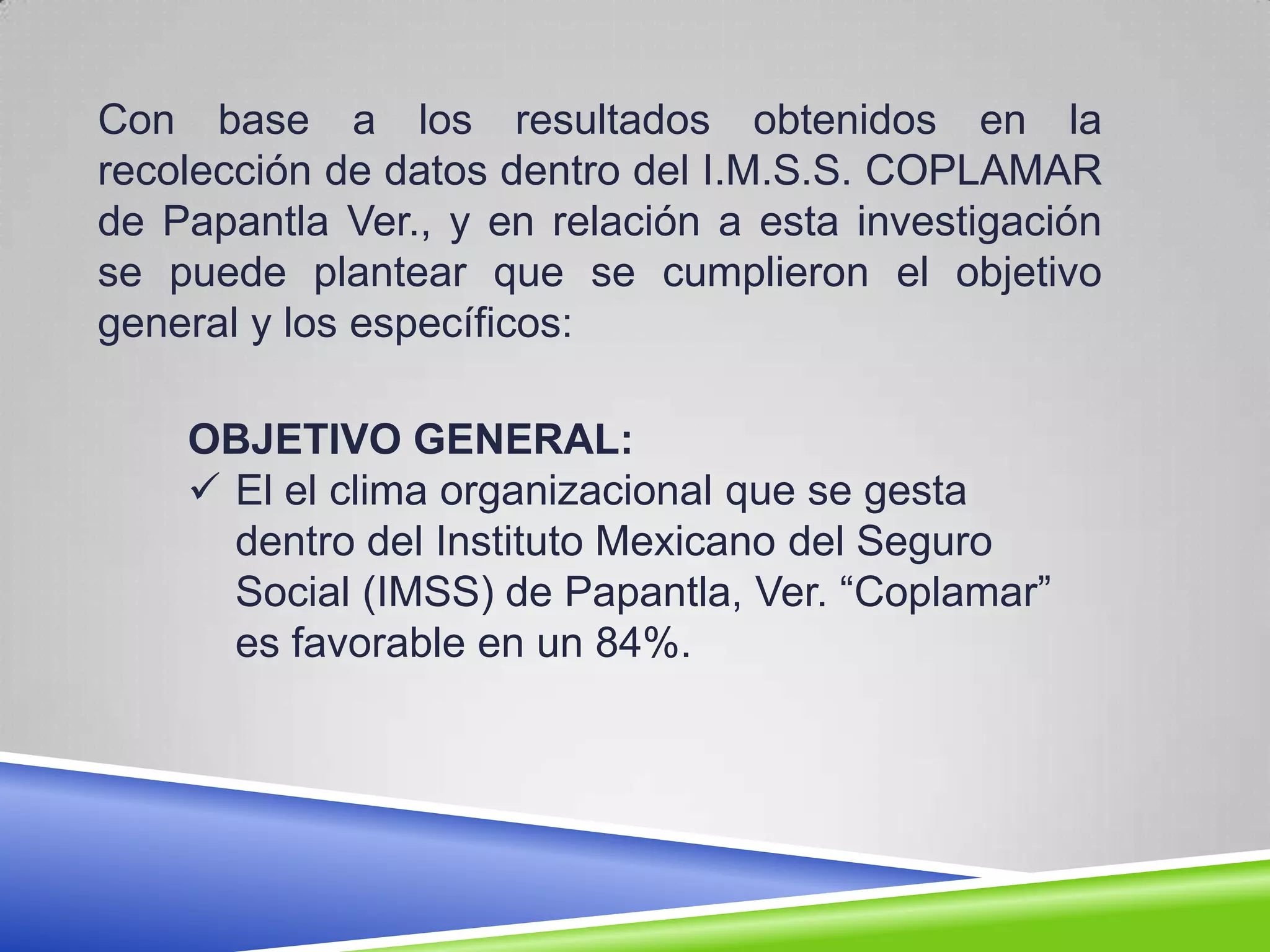 Clima organizacional en coplamar | PPTX