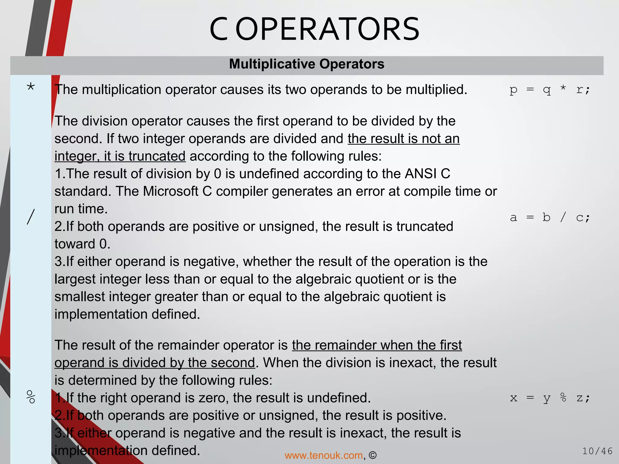 C operator and expression | PPT