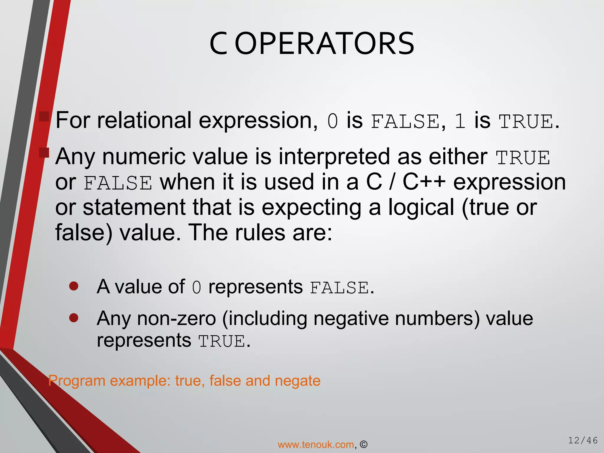 C operator and expression | PPT