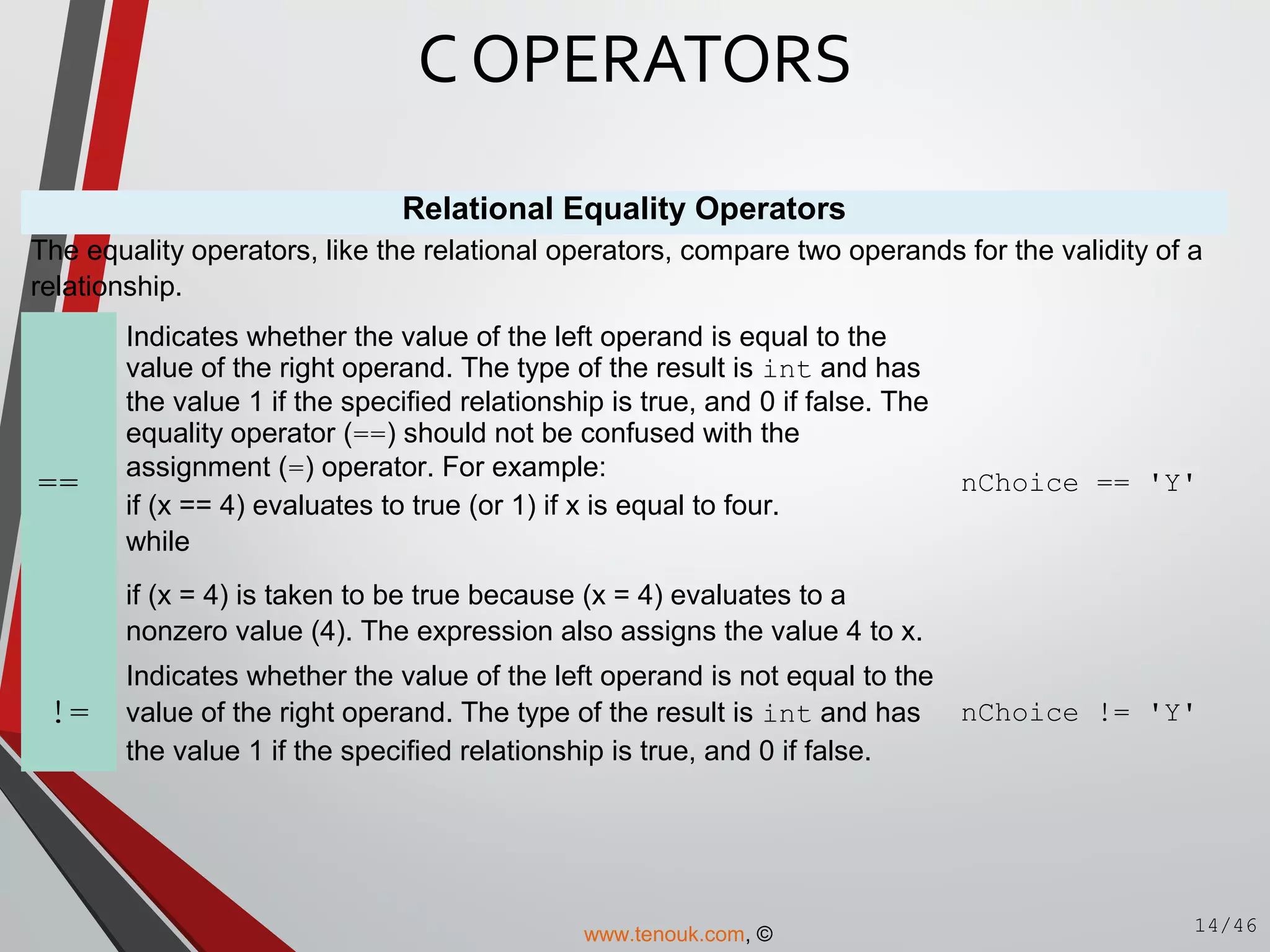 C operator and expression | PPT