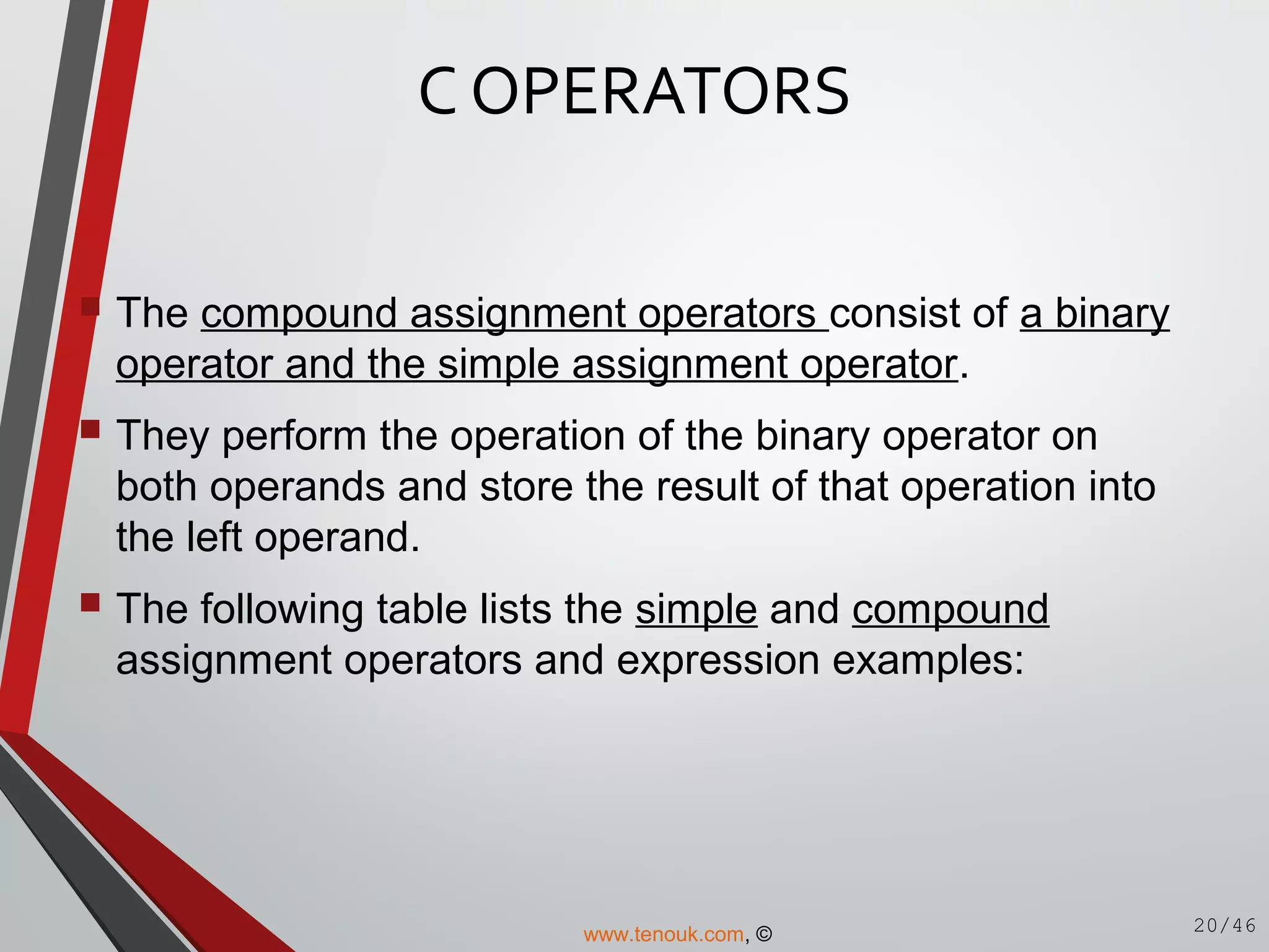 C operator and expression | PPT