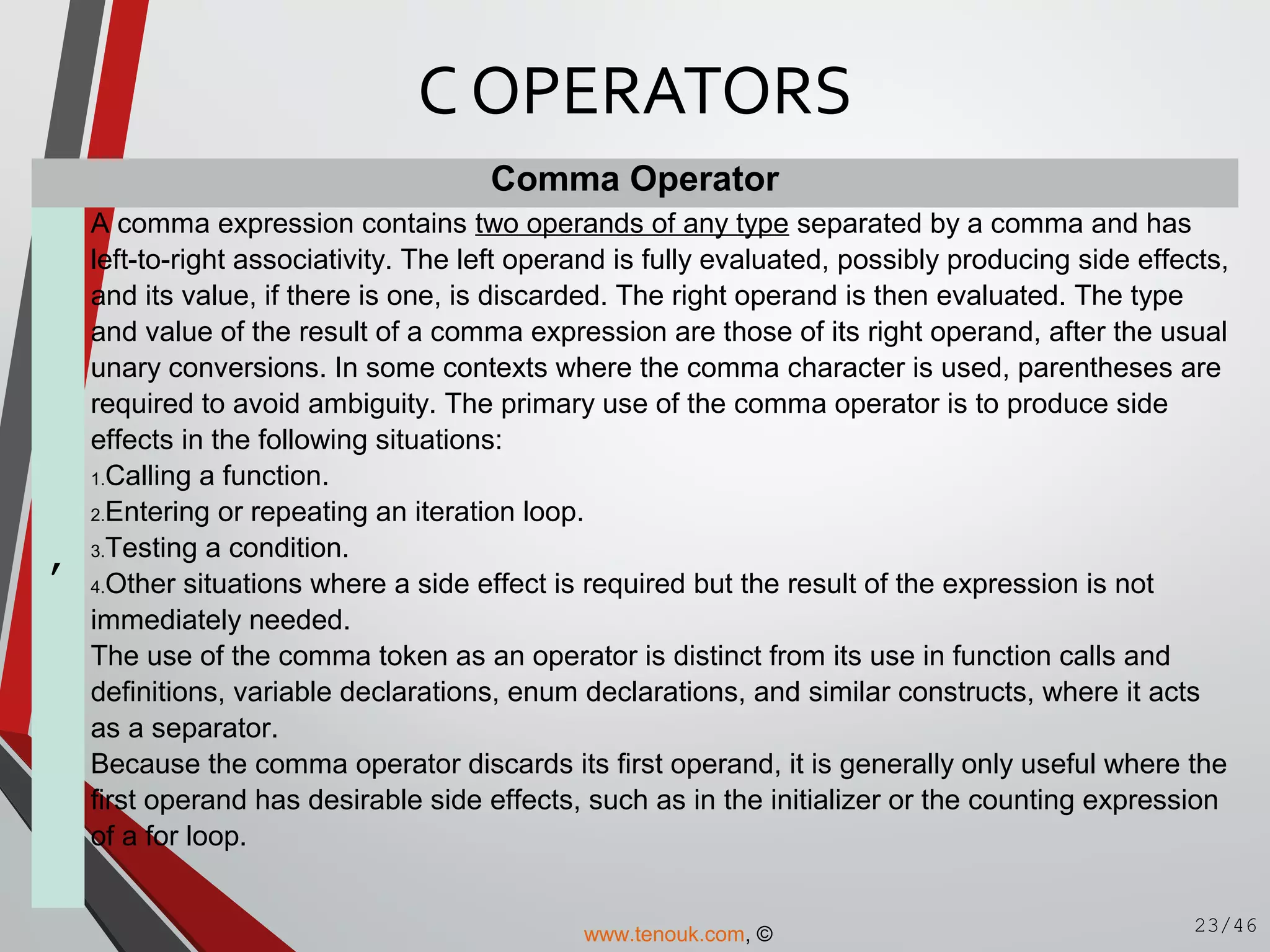 C operator and expression | PPT
