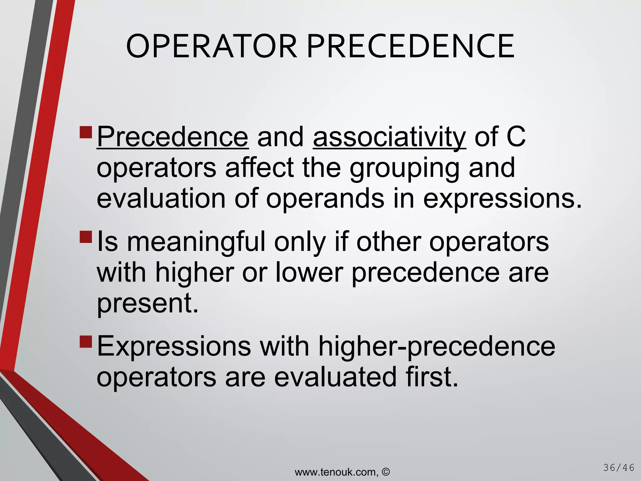 C operator and expression | PPT
