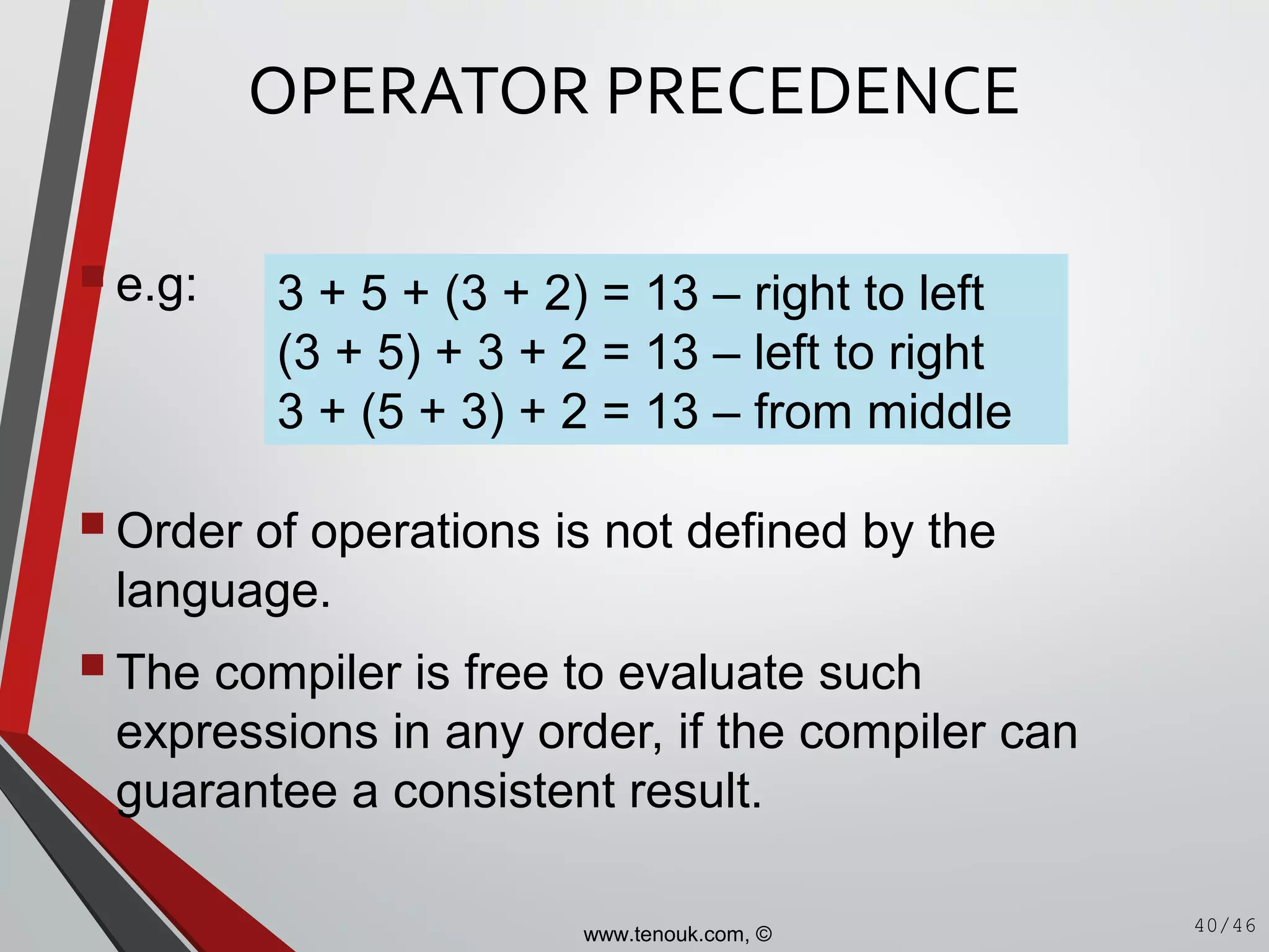 C operator and expression | PPT