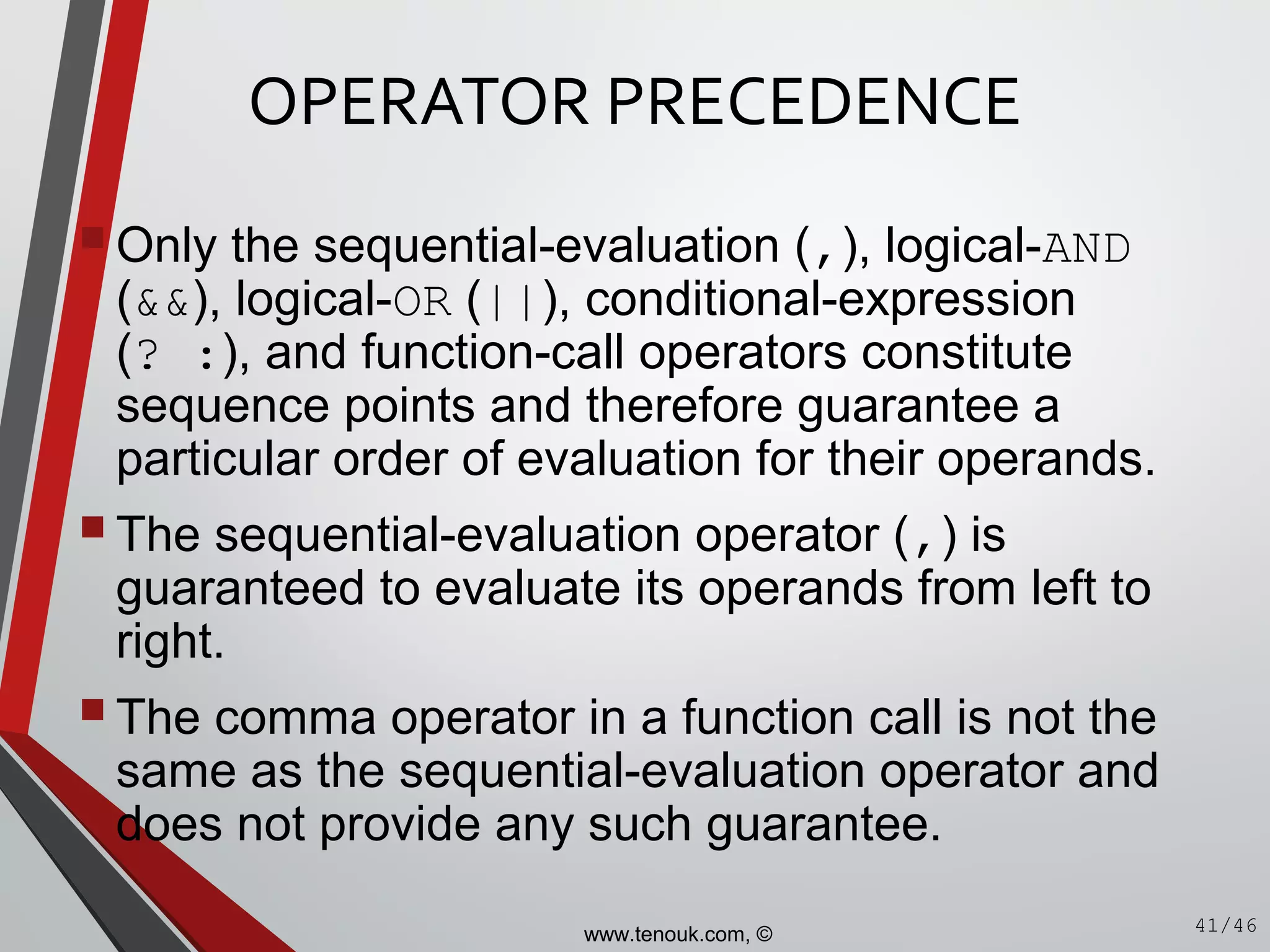 C operator and expression | PPT