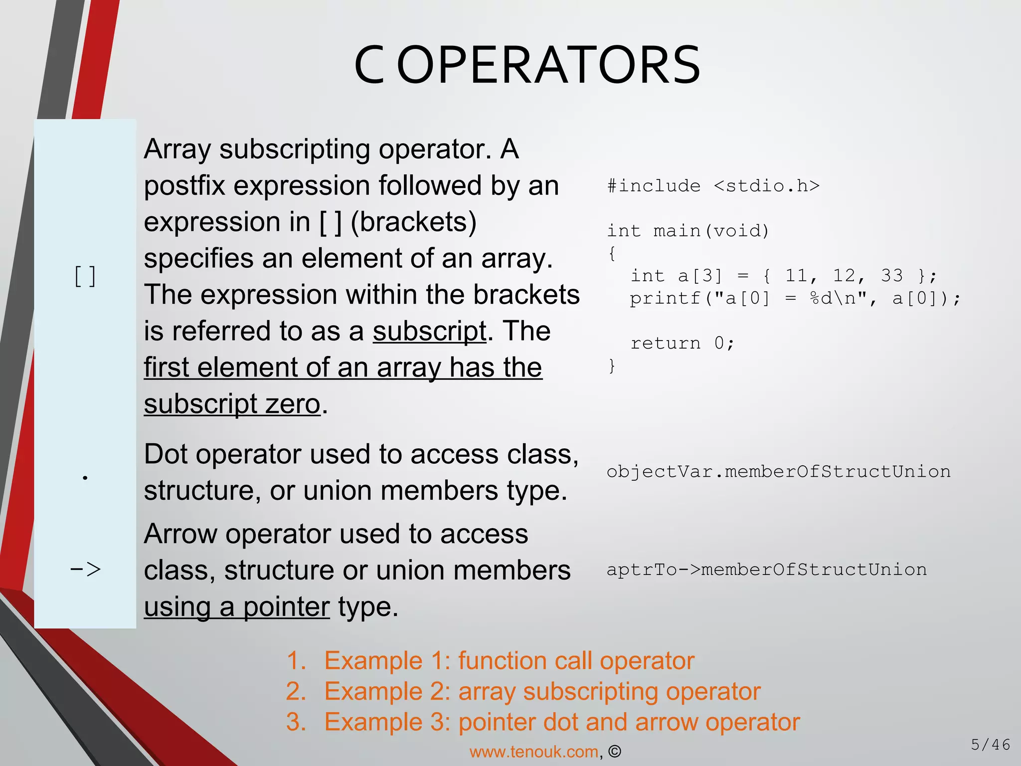 C operator and expression | PPT