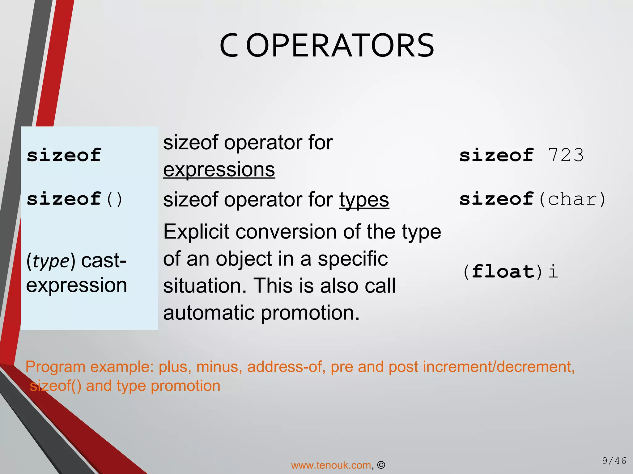 C operator and expression | PPT