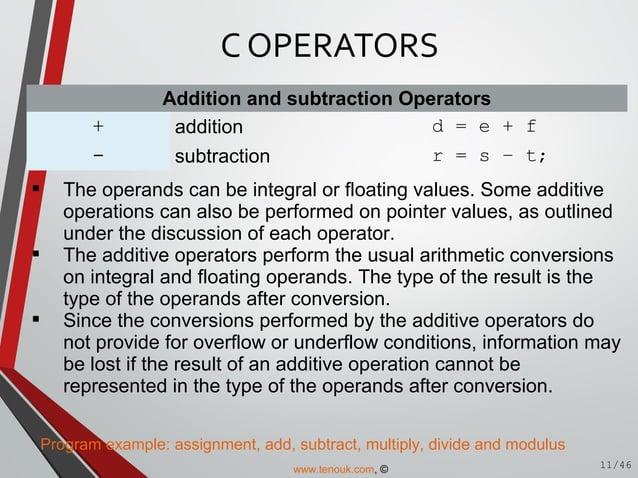 C operator and expression | PPT