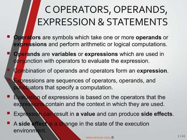C operator and expression | PPT
