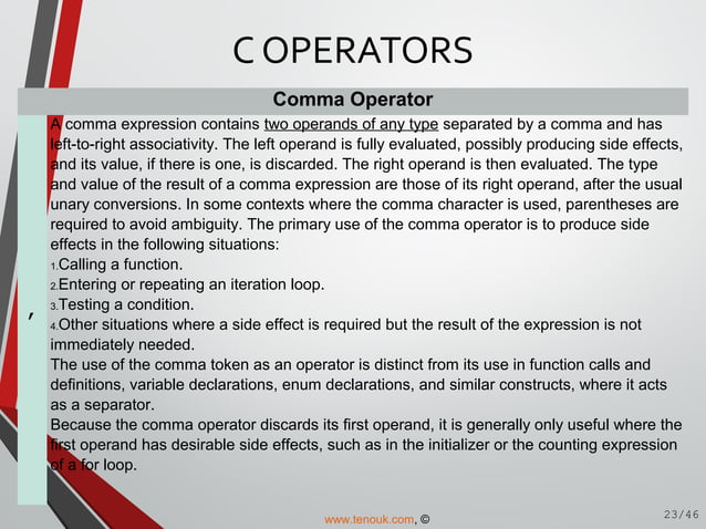 C operator and expression | PPT