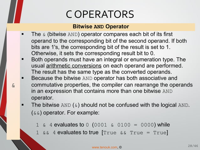 C operator and expression | PPT