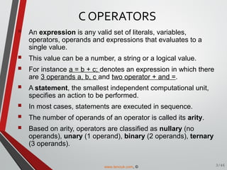 C operator and expression | PPT
