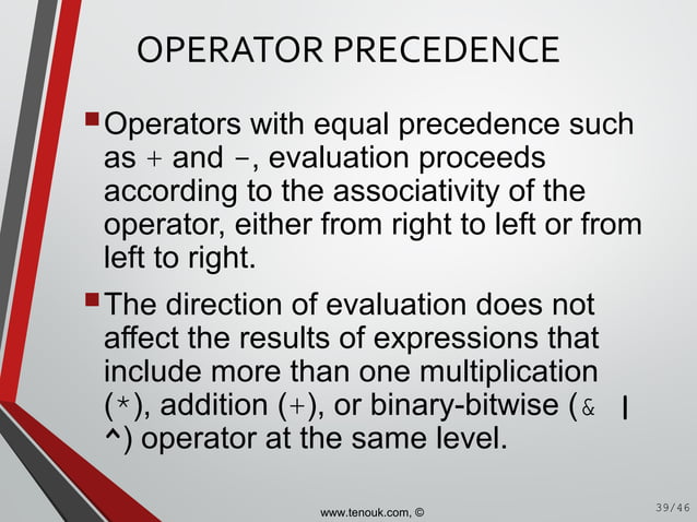 C operator and expression | PPT