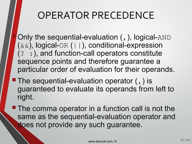 C operator and expression | PPT