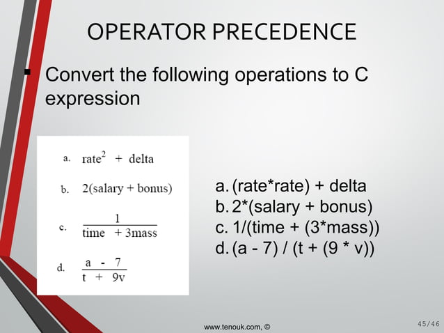 C operator and expression | PPT