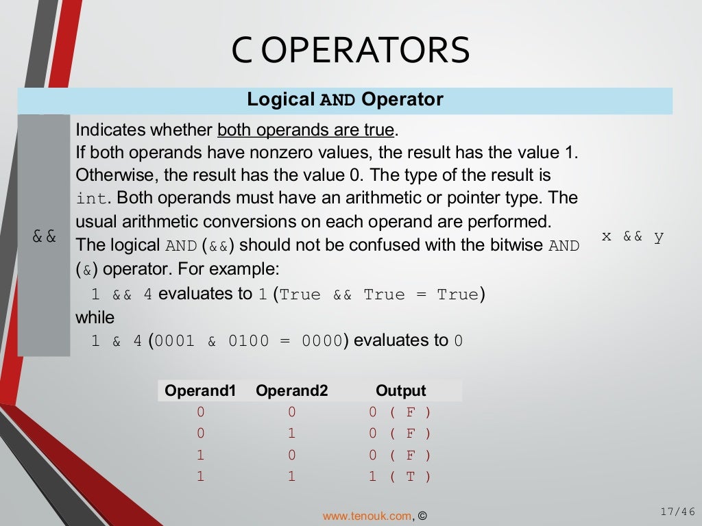 C operator and expression