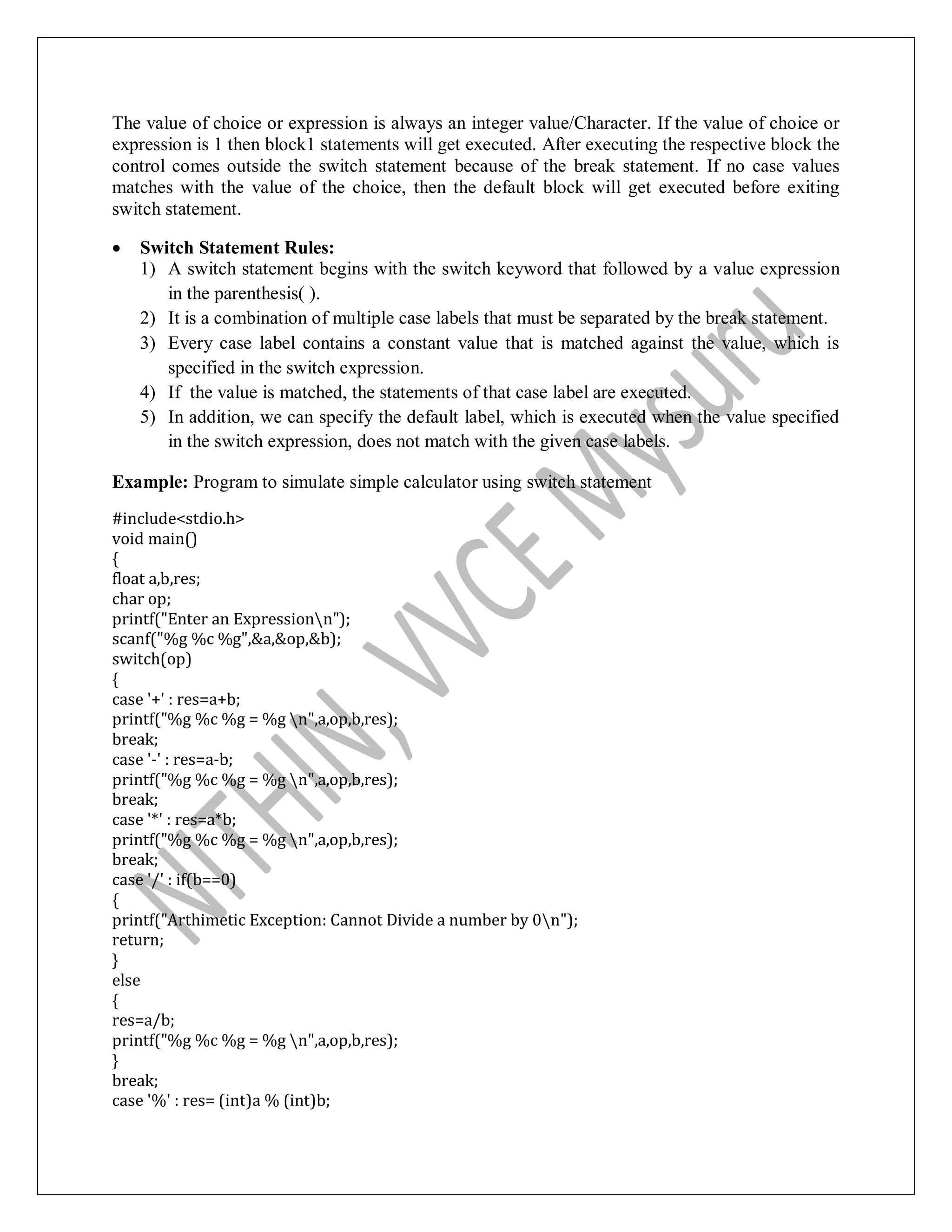 VTU C programming(CPS) 18CPS13/23 notes by Nithin,VVCE,Mysuru | PDF ...