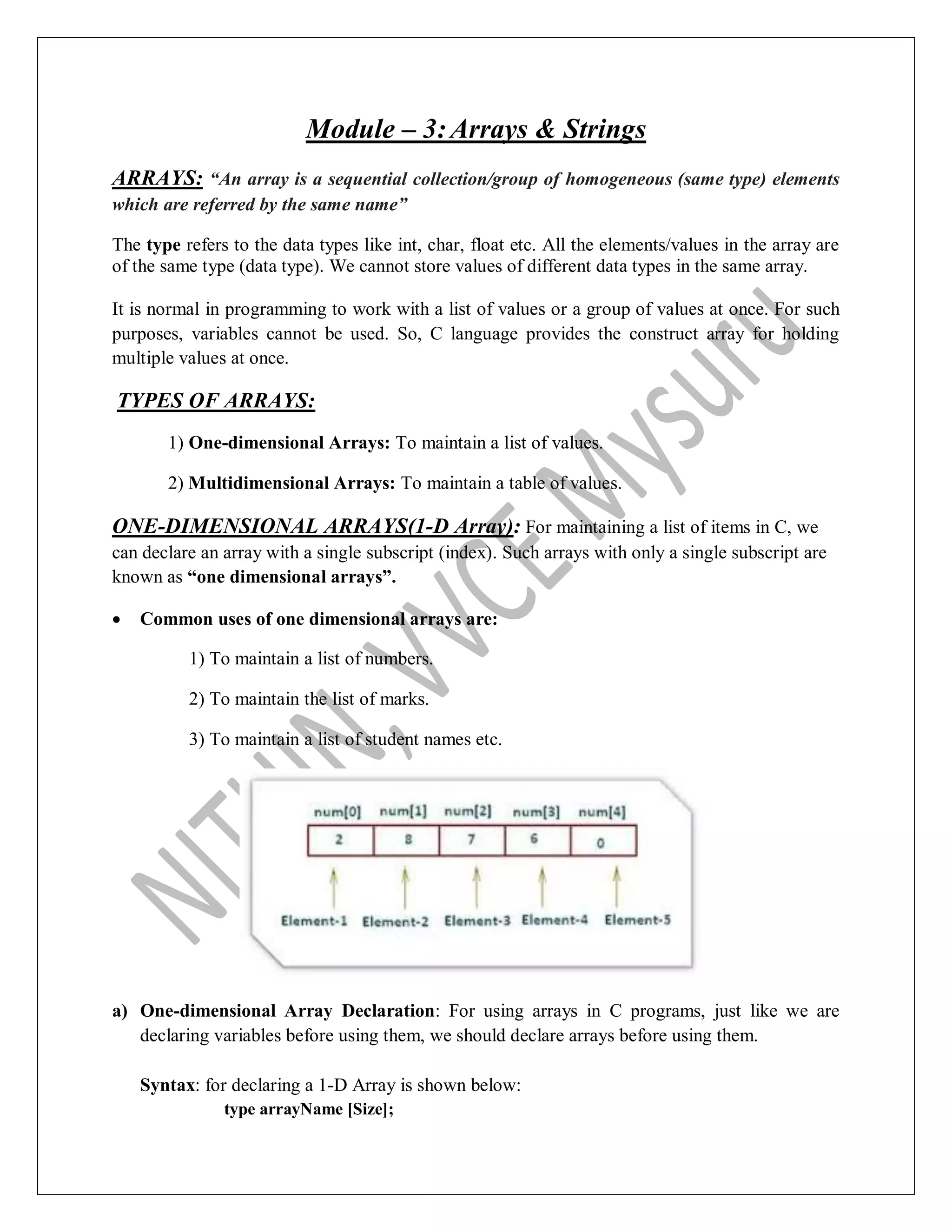 VTU C programming(CPS) 18CPS13/23 notes by Nithin,VVCE,Mysuru | PDF ...