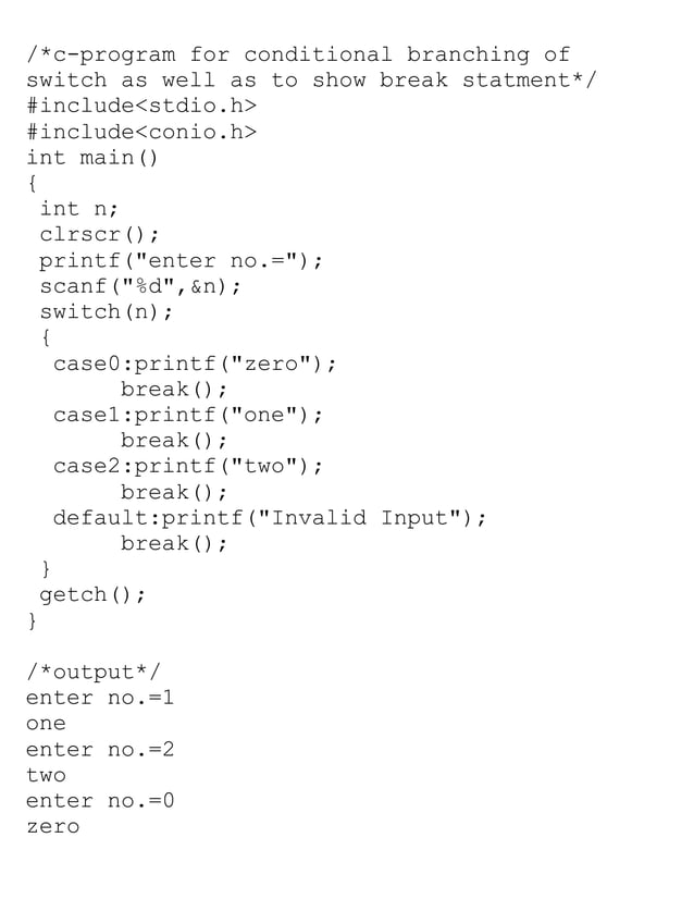 some basic C programs with outputs | DOCX