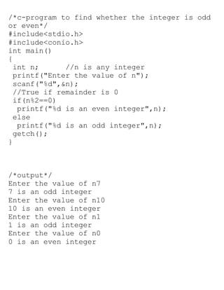 some basic C programs with outputs | DOCX