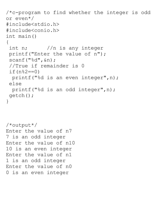 some basic C programs with outputs | DOCX