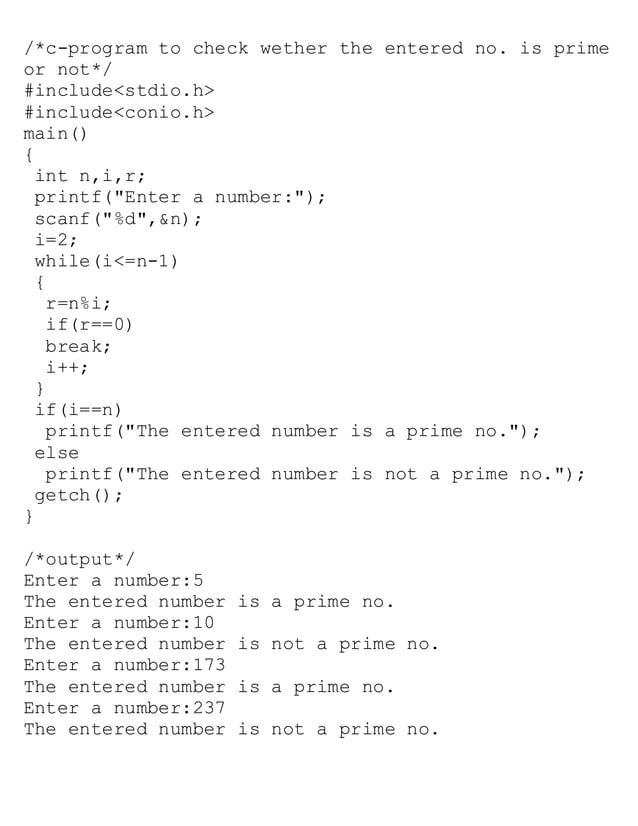 some basic C programs with outputs | DOCX