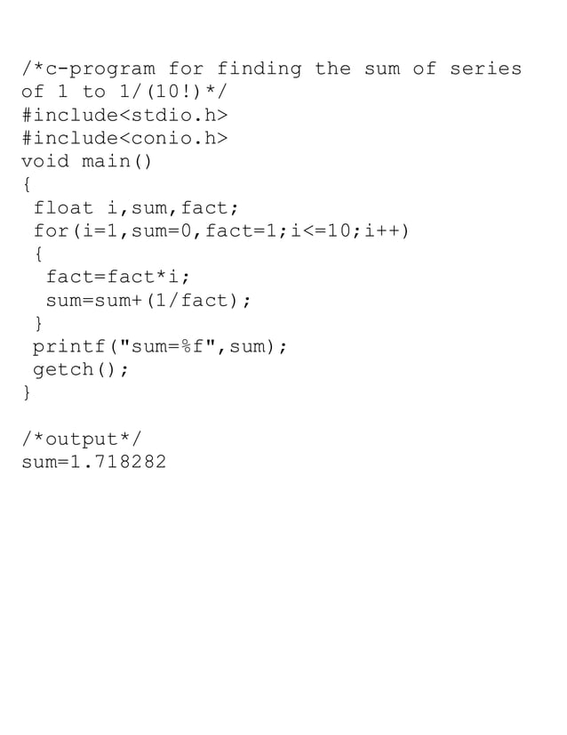some basic C programs with outputs | DOCX
