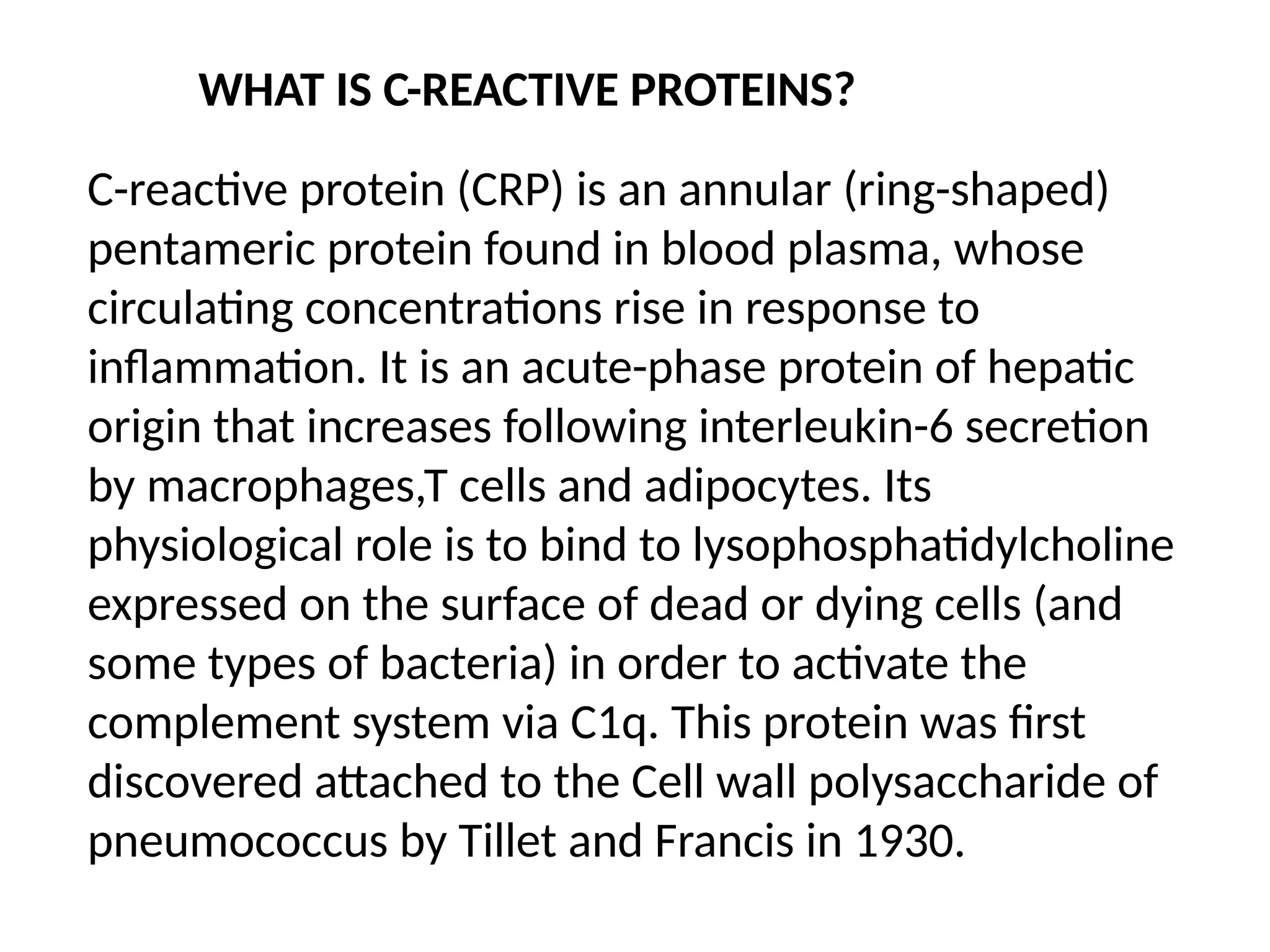 C-REACTIVE PROTEIN AND ITS ROLE IN THE HUMAN BODY | PPTX