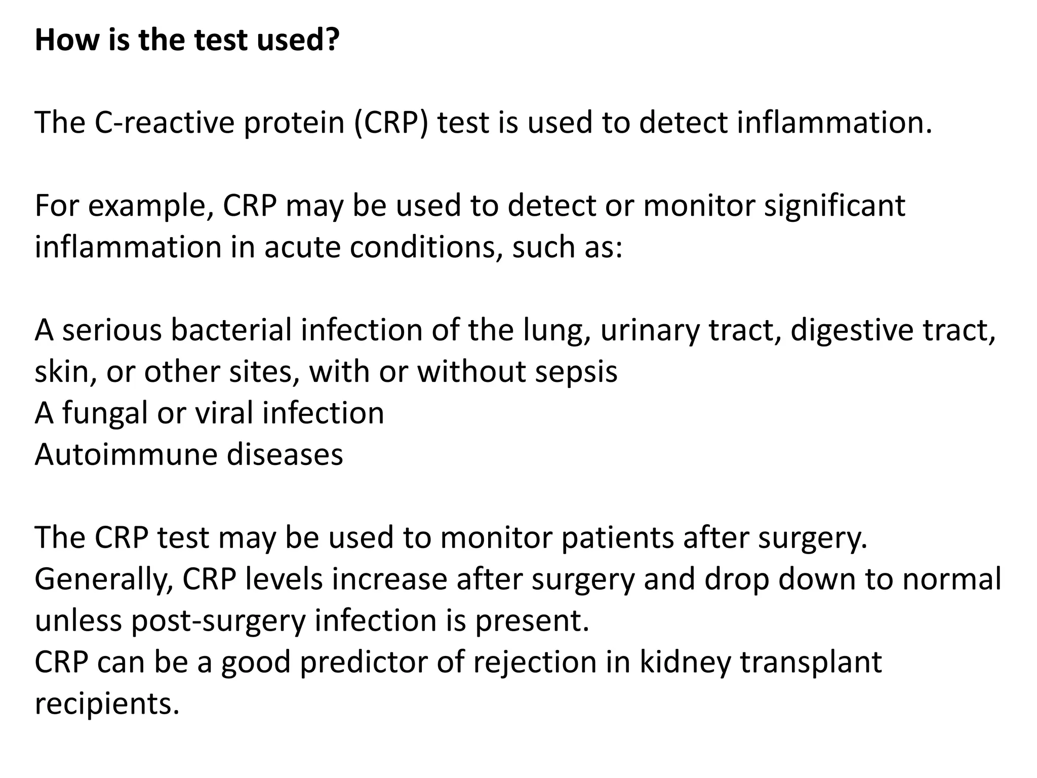 C-reactive protein (CRP) is a protein made by the liver | PPTX
