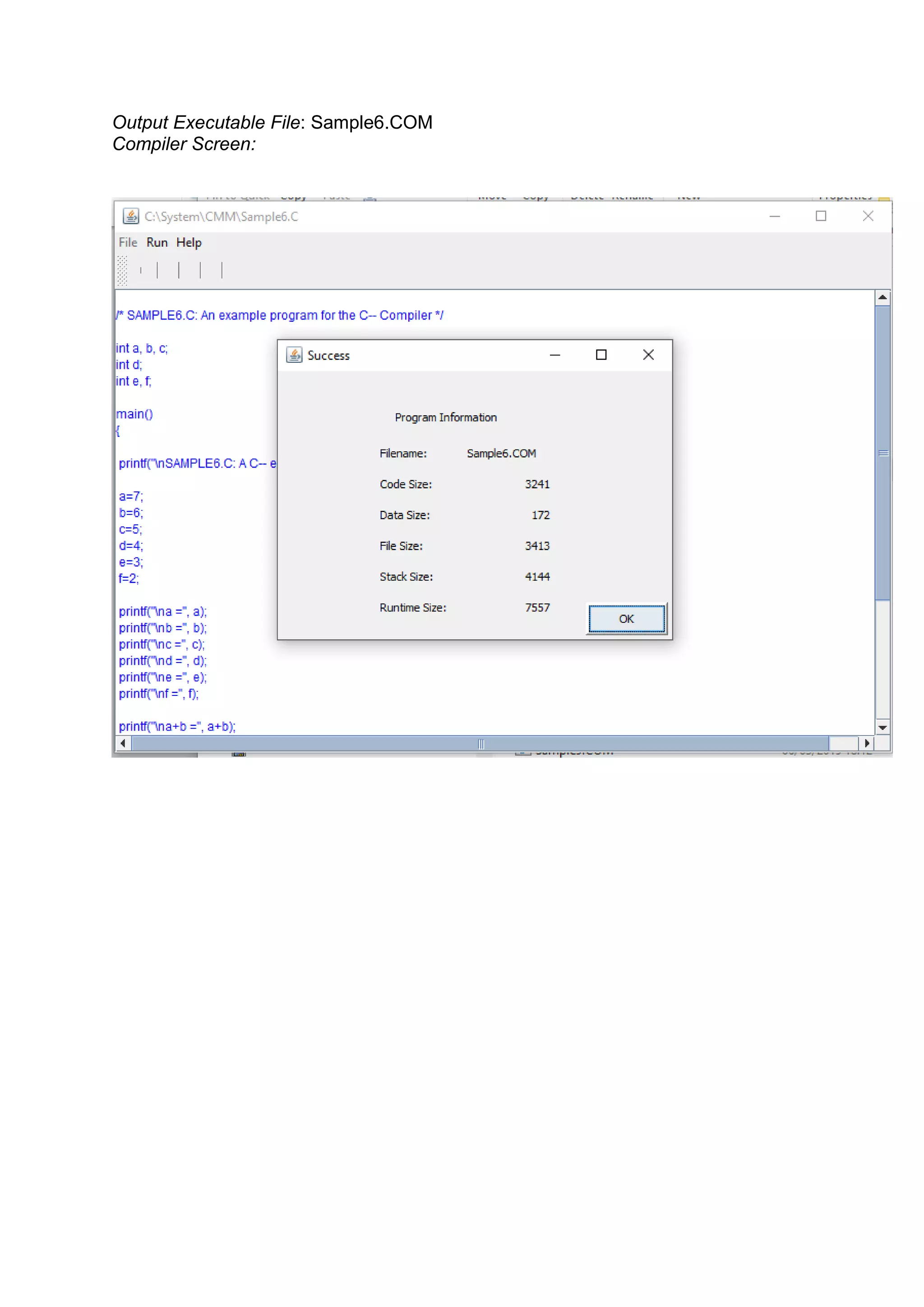 C-- Sample Programs and Screenshots | PDF