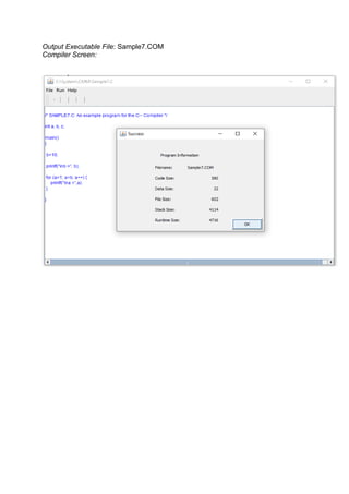 C-- Sample Programs and Screenshots | PDF