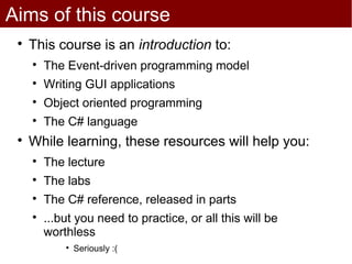 C# Summer course - Lecture 1 | PDF