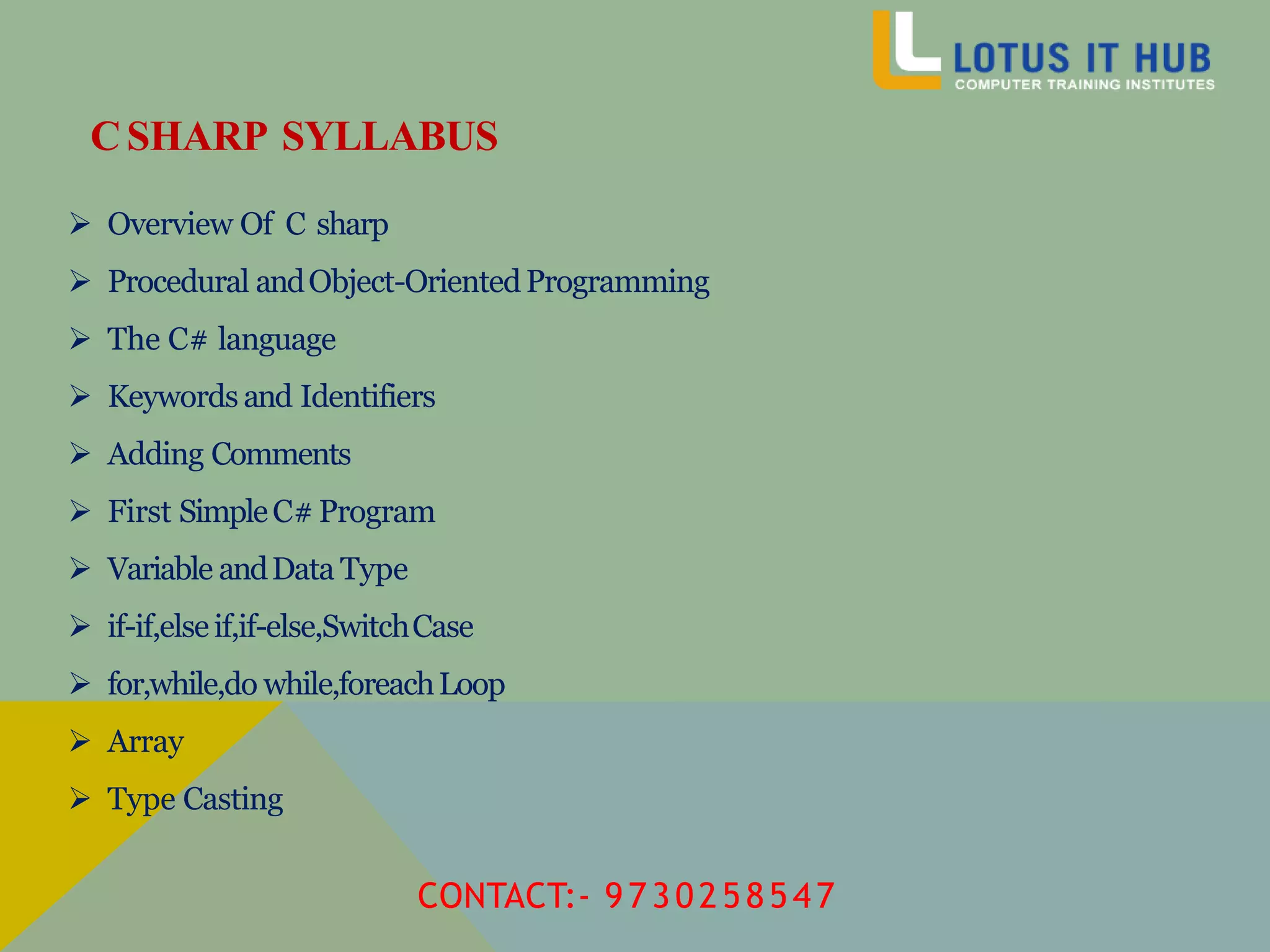 C Sharp Programming Syllabus Converted 1pptx
