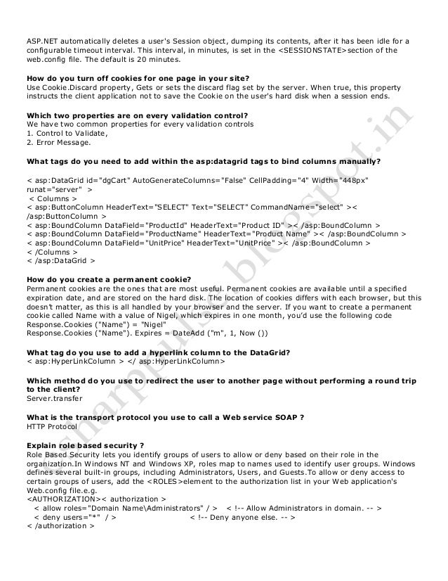 C sharp and asp.net interview questions