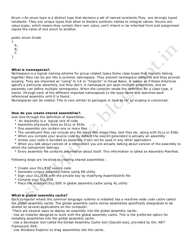 C Sharp And Interview Questions