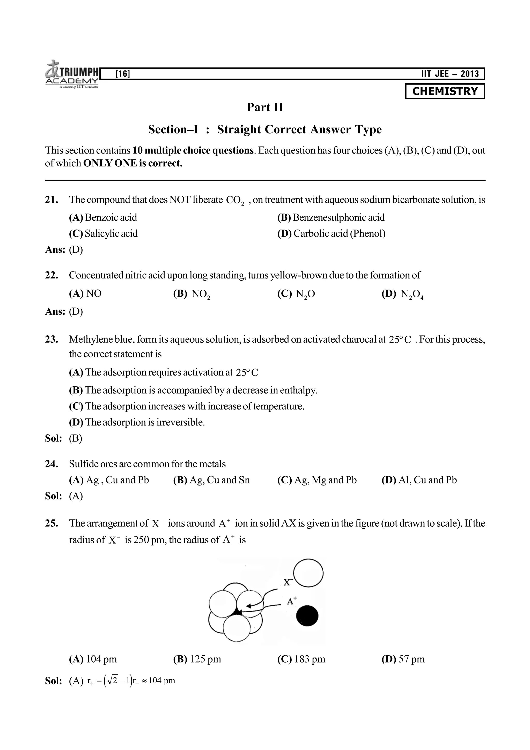 Triumph- JEE Advanced CHemistry - Paper 1 | PDF